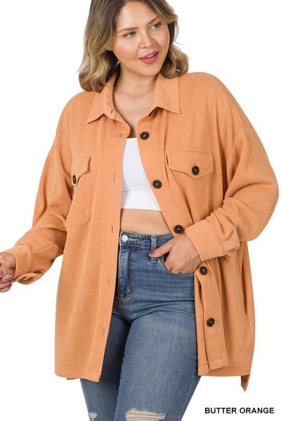 Up And Running Butter Orange Plus Jacquard Shacket (Size 3X) | Catching ...